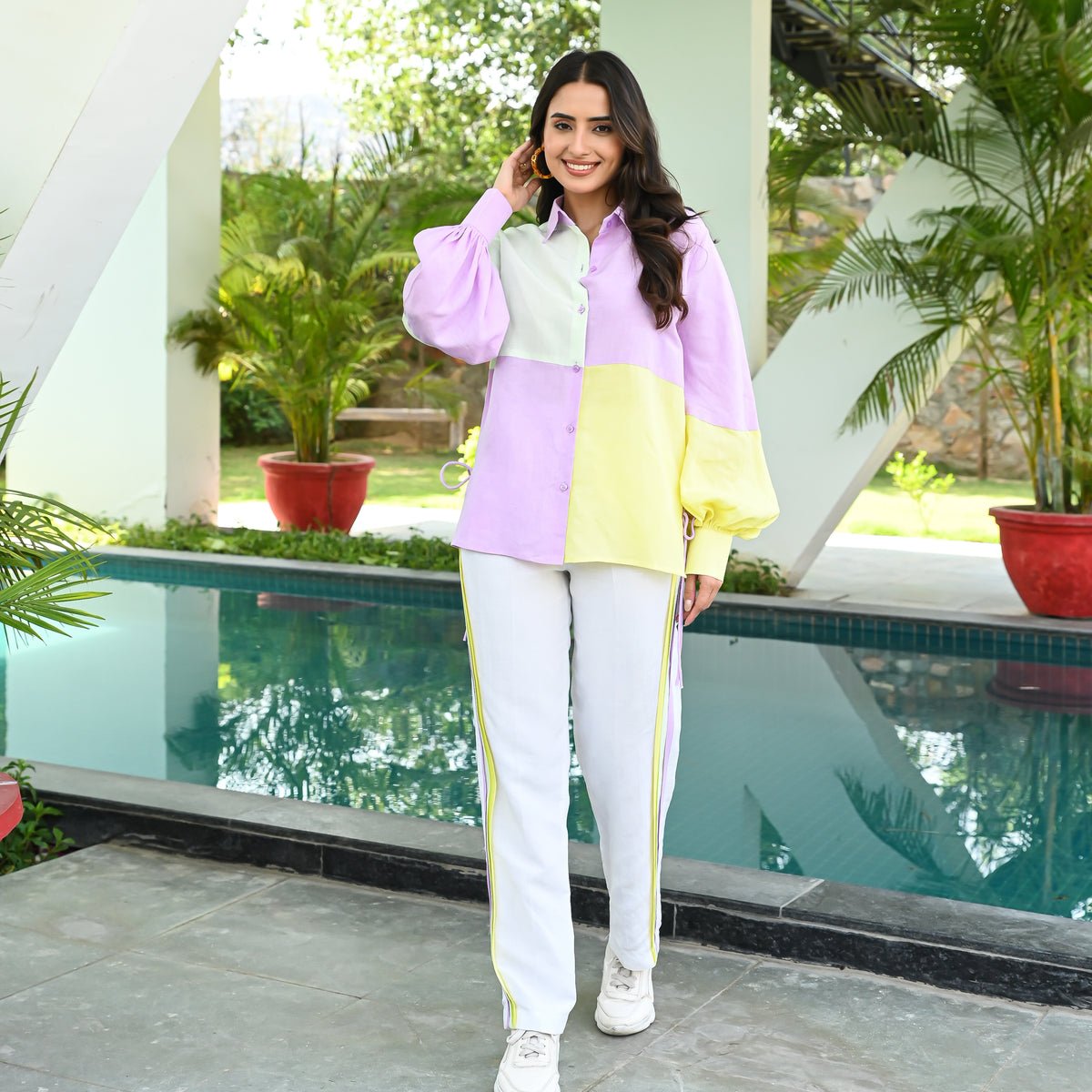 Colorblock Drama Designer Cotton Co-Ord Set For Women Online – Ordinaree