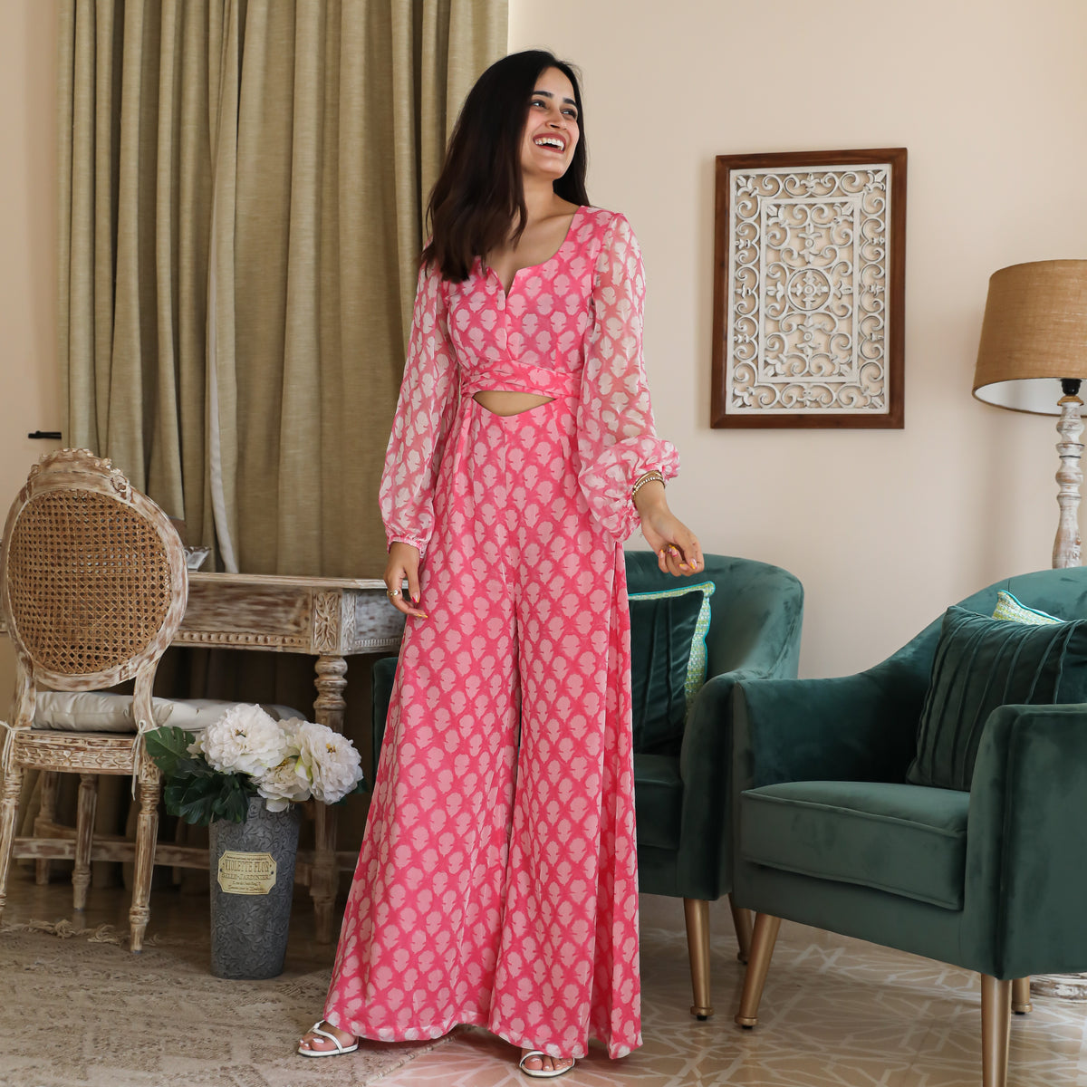 Confetti Chiffon Designer Jumpsuit For Women Online – Ordinaree